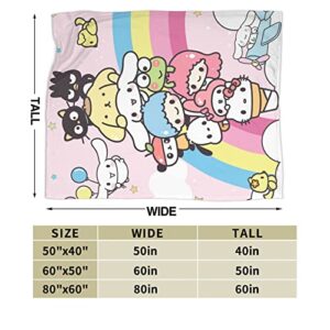 Pink Blanket Cute Flannel Plush Throw Blankets 50''x40''Ultra-Soft Comfortable Rainbow Cartoon with Indoor Outdoor Plush Air Conditioner Family Cars All Season Gift for Women Girls Friend