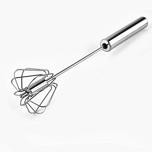 Stainless Steel Egg Whisk, Hand Push Rotary Whisk Blender, Versatile Milk Frother, Hand Push Mixer Stirrer for Blending, Whisking, Beating & Stirring (12in)