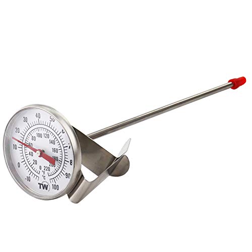 Milk Thermometer for Steaming Milk - Pot Thermometer for Yogurt, Coffee and Cheese Making Supplies with Clip Espresso Machine Accessories Bar Coffee Thermometer for Frothing Milk 165mm Probe