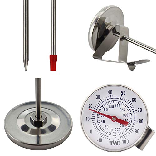 Milk Thermometer for Steaming Milk - Pot Thermometer for Yogurt, Coffee and Cheese Making Supplies with Clip Espresso Machine Accessories Bar Coffee Thermometer for Frothing Milk 165mm Probe