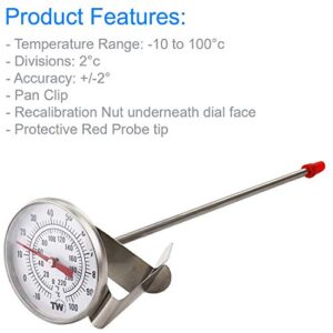 Milk Thermometer for Steaming Milk - Pot Thermometer for Yogurt, Coffee and Cheese Making Supplies with Clip Espresso Machine Accessories Bar Coffee Thermometer for Frothing Milk 165mm Probe