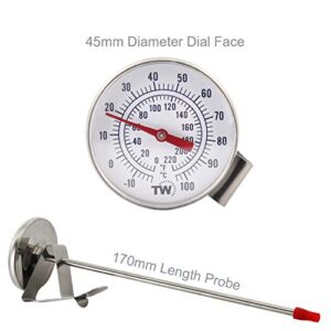 Milk Thermometer for Steaming Milk - Pot Thermometer for Yogurt, Coffee and Cheese Making Supplies with Clip Espresso Machine Accessories Bar Coffee Thermometer for Frothing Milk 165mm Probe