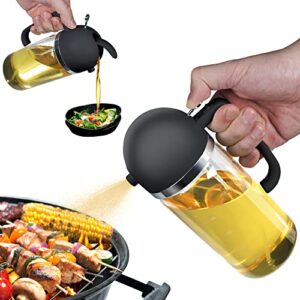 cxinyi 17oz oil sprayer for cooking - 2 in 1 olive oil sprayer and oil dispenser - 500ml oil spray bottle with pourer for cooking, kitchen, salad, barbecue (black pro)