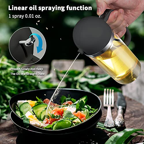 CXINYI 17oz Oil Sprayer for Cooking - 2 in 1 Olive Oil Sprayer and Oil Dispenser - 500ml Oil Spray Bottle with Pourer for Cooking, Kitchen, Salad, Barbecue (Black Pro)