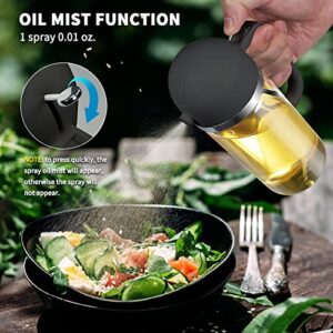 CXINYI 17oz Oil Sprayer for Cooking - 2 in 1 Olive Oil Sprayer and Oil Dispenser - 500ml Oil Spray Bottle with Pourer for Cooking, Kitchen, Salad, Barbecue (Black Pro)