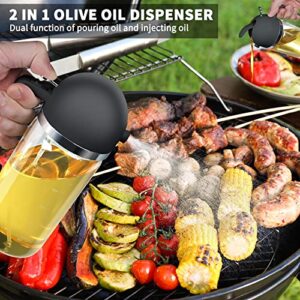 CXINYI 17oz Oil Sprayer for Cooking - 2 in 1 Olive Oil Sprayer and Oil Dispenser - 500ml Oil Spray Bottle with Pourer for Cooking, Kitchen, Salad, Barbecue (Black Pro)