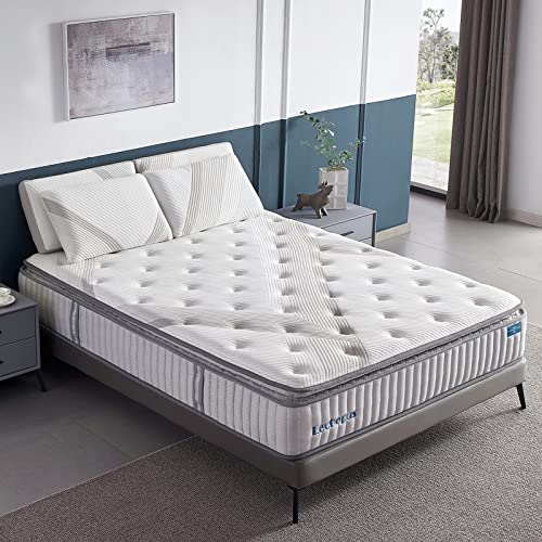 Twin Mattress, Lechepus 12 Inch Cooling Gel Memory Foam Hybrid Mattress with Pocket Innerspring, Medium Firm Pillow Top Mattresses for Supportive & Pressure Relief