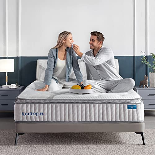 Twin Mattress, Lechepus 12 Inch Cooling Gel Memory Foam Hybrid Mattress with Pocket Innerspring, Medium Firm Pillow Top Mattresses for Supportive & Pressure Relief