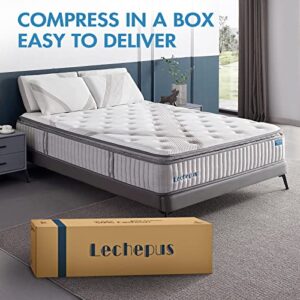 Twin Mattress, Lechepus 12 Inch Cooling Gel Memory Foam Hybrid Mattress with Pocket Innerspring, Medium Firm Pillow Top Mattresses for Supportive & Pressure Relief