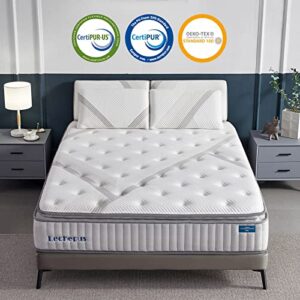 Twin Mattress, Lechepus 12 Inch Cooling Gel Memory Foam Hybrid Mattress with Pocket Innerspring, Medium Firm Pillow Top Mattresses for Supportive & Pressure Relief