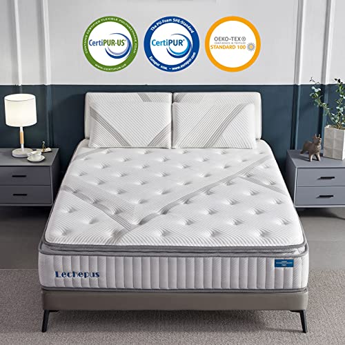 Twin Mattress, Lechepus 12 Inch Cooling Gel Memory Foam Hybrid Mattress with Pocket Innerspring, Medium Firm Pillow Top Mattresses for Supportive & Pressure Relief