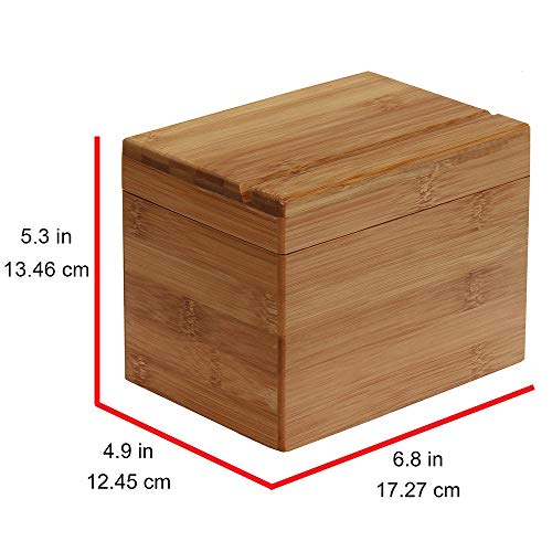 Oceanstar Bamboo Recipe Box with Divider, Natural, 6.80" W x 4.90" D x 5.10" H