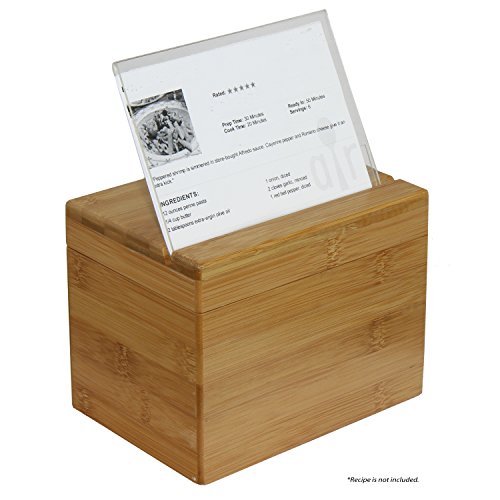 Oceanstar Bamboo Recipe Box with Divider, Natural, 6.80" W x 4.90" D x 5.10" H