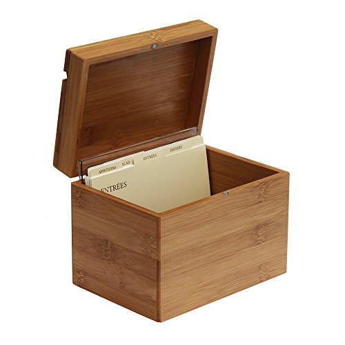 Oceanstar Bamboo Recipe Box with Divider, Natural, 6.80" W x 4.90" D x 5.10" H