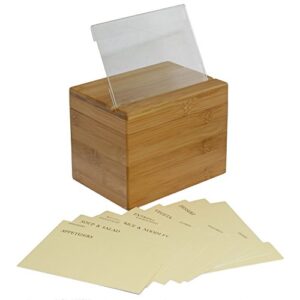 Oceanstar Bamboo Recipe Box with Divider, Natural, 6.80" W x 4.90" D x 5.10" H