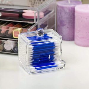 Cotton Swab Holder Clear Acrylic Container Makeup Organizer with Lid(Size:3.5 x 2.75 x 2.9 inch)