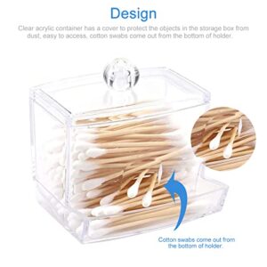 Cotton Swab Holder Clear Acrylic Container Makeup Organizer with Lid(Size:3.5 x 2.75 x 2.9 inch)