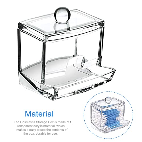 Cotton Swab Holder Clear Acrylic Container Makeup Organizer with Lid(Size:3.5 x 2.75 x 2.9 inch)