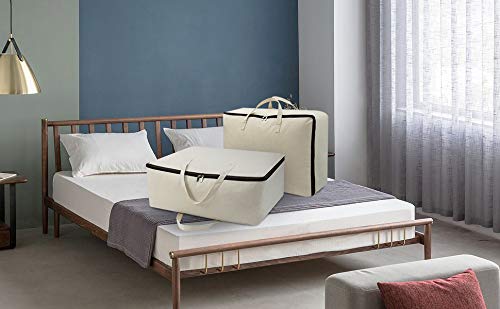 AMJ Set of 2, Storage Bags with 3-Side Zip Open & Handles, House Move or Winter Garment Storage in Wardrobe, Beige