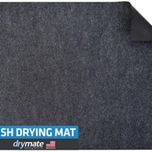 Drymate XL Dish Drying Mat, Oversized (19”x24”), Low-Profile, Super Absorbent, Quick Dry Fabric, Waterproof & Slip-Resistant, for Kitchen Counter, Trimmable, Machine Washable (USA Made)(Charcoal)