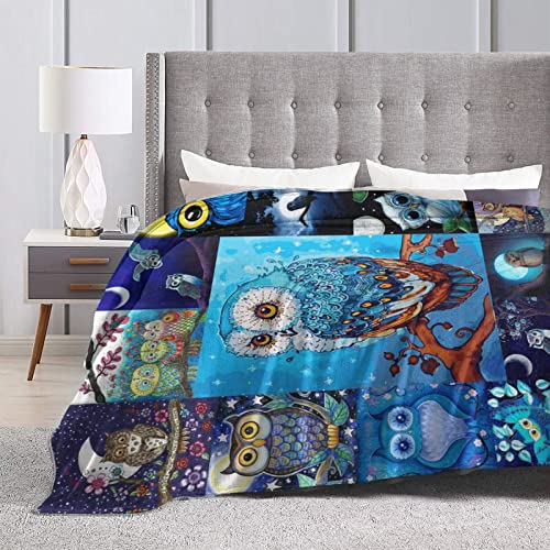 Owl Throw Blanket for Couch Sofa Bed Throw Blanket, Soft Plush Blanket Super Cozy and Comfy for All Seasons 50"X40" Inches