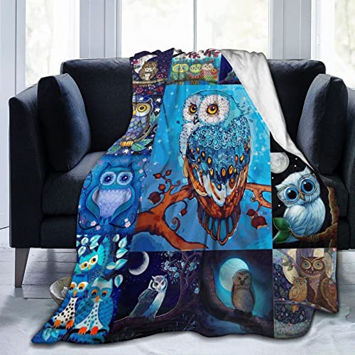 Owl Throw Blanket for Couch Sofa Bed Throw Blanket, Soft Plush Blanket Super Cozy and Comfy for All Seasons 50"X40" Inches