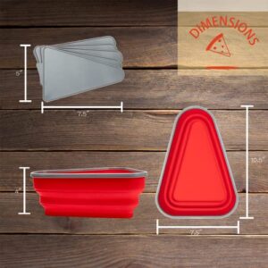 Eocenzois Reusable Silicone Pizza Storage Container, Adjustable Pizza Box, Microwaveable & Portable Pizza Slice Container, leak-proof, BPA free (Red)