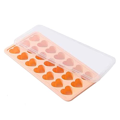 Heart Shaped Ice Cube Trays - Silicone Heart Ice Cube Tray with Lid,Silicone Shaped Ice Cube Molds,Silicone Mini Heart Shape Ice Cube Mold,21 Holes,Easy to Remove,Easy to Clean,BPA Free