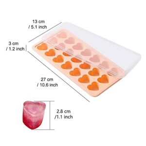 Heart Shaped Ice Cube Trays - Silicone Heart Ice Cube Tray with Lid,Silicone Shaped Ice Cube Molds,Silicone Mini Heart Shape Ice Cube Mold,21 Holes,Easy to Remove,Easy to Clean,BPA Free