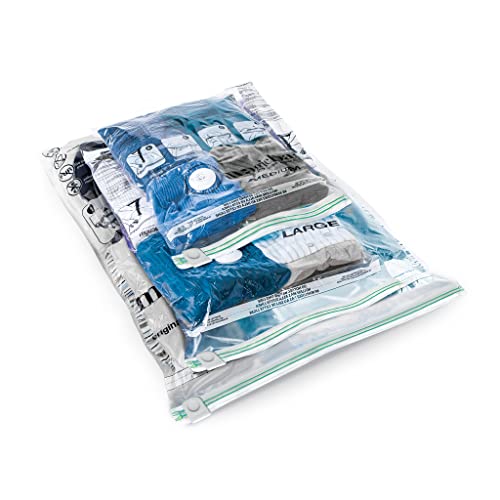 MagicBag 8-Pack Variety Combo Flat Vacuum Compression Bags - Instant Space Saver Storage - Airtight Double Zipper - Clothing, Pillows - Home Organization