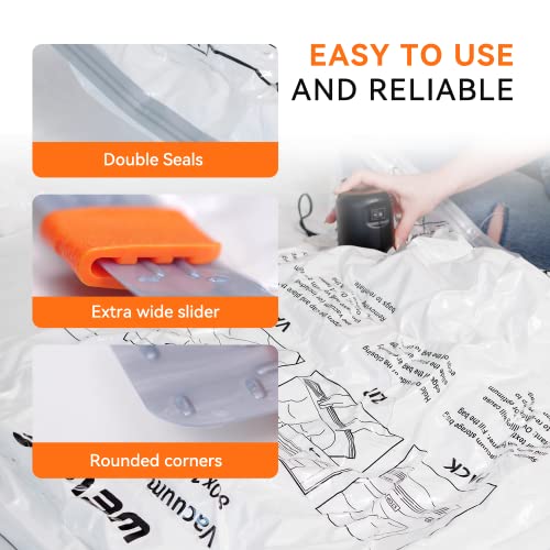 Wevac Jumbo Vacuum Storage Bag (Jumbo x 6) | Space Saver with Premium Electric Pump | Double Zip Seal | Special-Grip Clip | Ideal for Clothes, Blanket Compression and Travelling