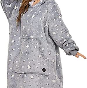 THREE POODLE Wearable Blanket Hoodie, Glow in The Dark Sherpa Hoodie, Oversized Hooded Blanket Sweatshirt for Adults Women Men Kids, Extremely Cozy, Warm, Soft, and Fuzzy