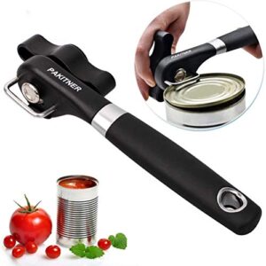 pakitner- safe cut can opener, smooth edge can opener - can opener handheld, manual can opener, ergonomic smooth edge, food grade stainless steel cutting can opener for kitchen & restaurant