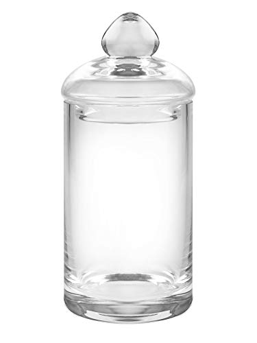 Barski Glass Swab Dispenser - Jar with Cover - Holder - Storage - Canister - for Cotton Tipped Swabs - Q-Tips - for Bathroom - 2.75" D - 5.75" Height (Without Cover is 3.9" H) Made in Europe