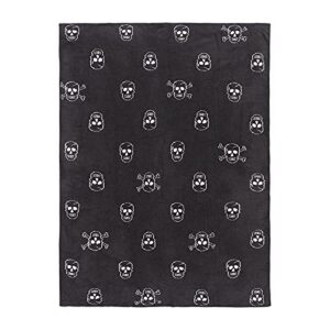 Barefoot Dreams CozyChic Skull Throw, Throw Blanket, Soft Blanket, Carbon/Almond, 54” x 72”