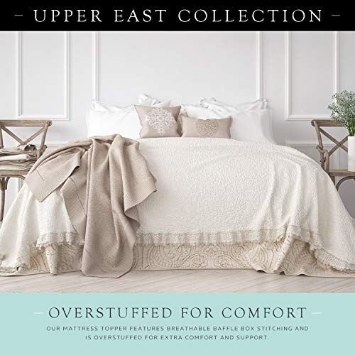 Upper East Collection 3 Inch Down Alternative Featherbed Mattress Topper - Ultra Plush 100% Long-Staple Cotton 3" Pillowtop Bed Topper/Pad - King