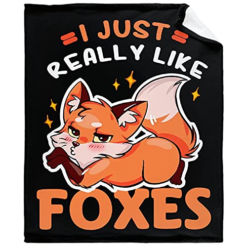 I Just Really Like Foxes Throw Blanket Soft Flannel Fleece Velvet Plush Personalized Throws Fuzzy Warm Cozy Soft Bedding Blankets Anti-Pilling Pets 40"x30"