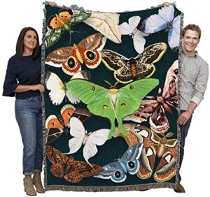 pure country weavers moths emerald blanket - gift tapestry throw woven from cotton - made in the usa (72x54)