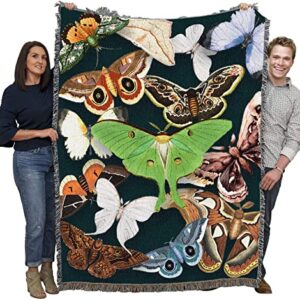 Pure Country Weavers Moths Emerald Blanket - Gift Tapestry Throw Woven from Cotton - Made in The USA (72x54)