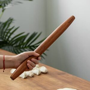 Muso Wood Sapele Wooden French Rolling Pin for Baking, Tapered Roller for Fondant, Pie Crust, Cookie, Pastry (French 15-3/4inch)