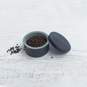 Kaizen Casa Unique Salt and Pepper Box Elegant Natural Stone Salt Box with Lid for Salt, Spice and Herbs Storage ( 3.5" x 2")