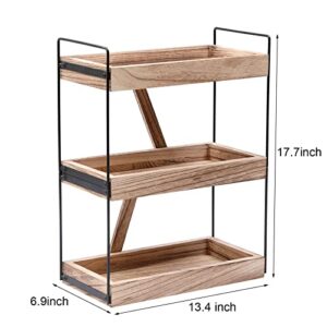 3 Tier Bathroom Organizer Countertop, Vanity Stand Shelf Skincare Organizers Counter Tiered Tray ,Sink Organization Kitchen Spice Wood Rack