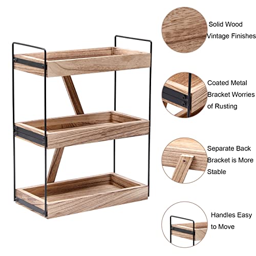 3 Tier Bathroom Organizer Countertop, Vanity Stand Shelf Skincare Organizers Counter Tiered Tray ,Sink Organization Kitchen Spice Wood Rack