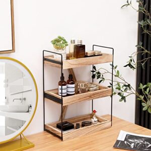 3 Tier Bathroom Organizer Countertop, Vanity Stand Shelf Skincare Organizers Counter Tiered Tray ,Sink Organization Kitchen Spice Wood Rack