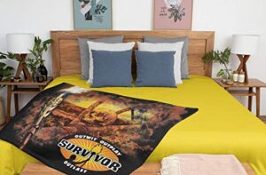 survivor tv series outwit outplay outlast super soft and cuddly plush fleece throw blanket 50" x 60" (127cm x152cm)