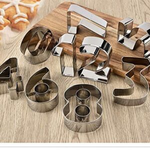 HoaBoly Large Number Cookie Biscuit Cutters Set 3 Inches, 9 Piece Stainless Steel Numbers Cutter Set Tools for Kitchen,Baking