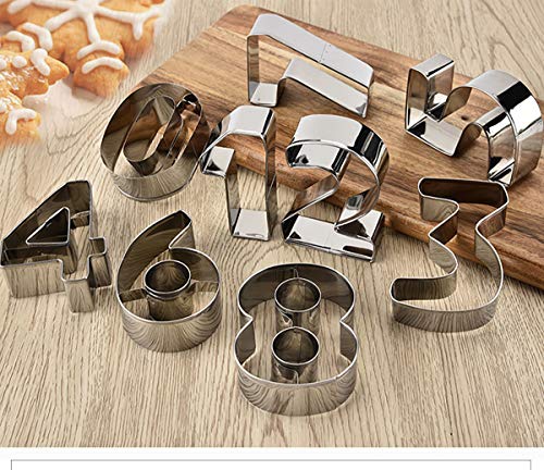 HoaBoly Large Number Cookie Biscuit Cutters Set 3 Inches, 9 Piece Stainless Steel Numbers Cutter Set Tools for Kitchen,Baking