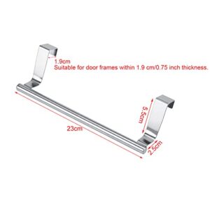 Over The Cabinet Towel Bar, Over Door Drawer Towel Hanging Rack Modern Kitchen Washcloth Hanger, Stainless Steel No Drilling Towel Holder for Bathroom, Kitchen (9.06 x 2.17 x 0.98 inch -Silver)