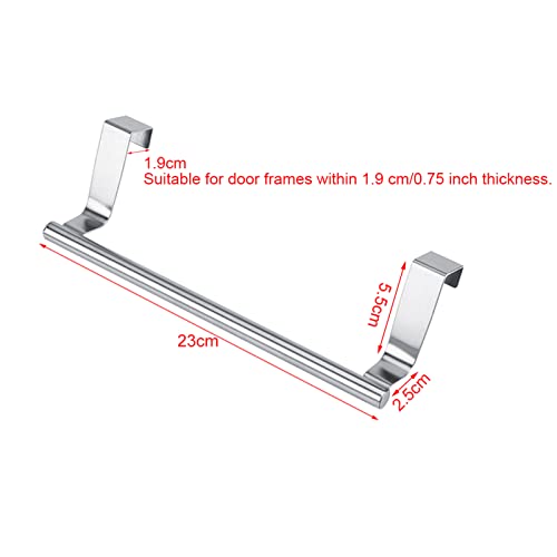 Over The Cabinet Towel Bar, Over Door Drawer Towel Hanging Rack Modern Kitchen Washcloth Hanger, Stainless Steel No Drilling Towel Holder for Bathroom, Kitchen (9.06 x 2.17 x 0.98 inch -Silver)