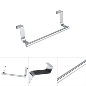 Over The Cabinet Towel Bar, Over Door Drawer Towel Hanging Rack Modern Kitchen Washcloth Hanger, Stainless Steel No Drilling Towel Holder for Bathroom, Kitchen (9.06 x 2.17 x 0.98 inch -Silver)